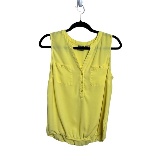 Soho | Tops | Soho Sheer Yellow Sleeveless Button Up Blouse Size Medium ...